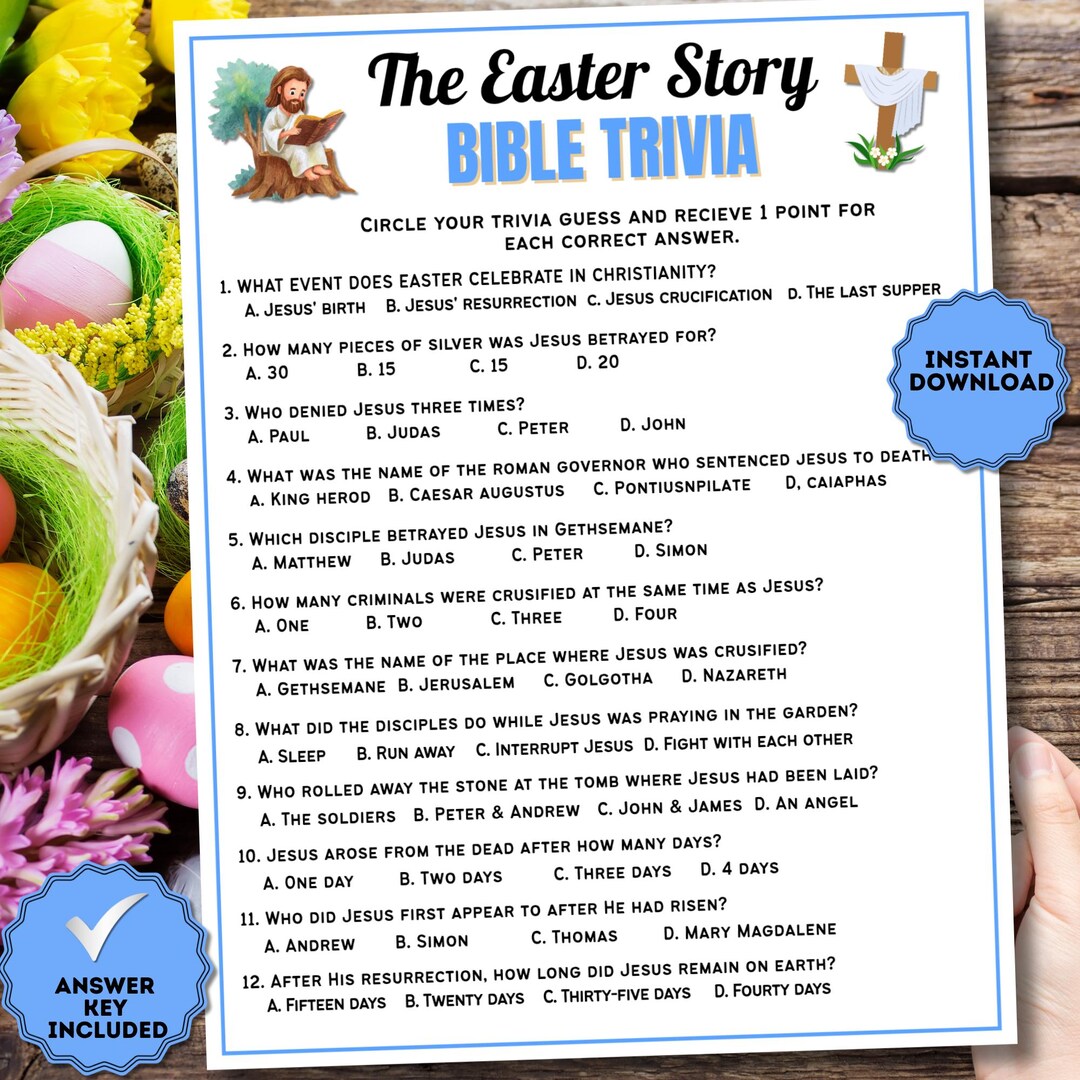 Printable Easter Bible Trivia Game, Church Activity (digital Download ...