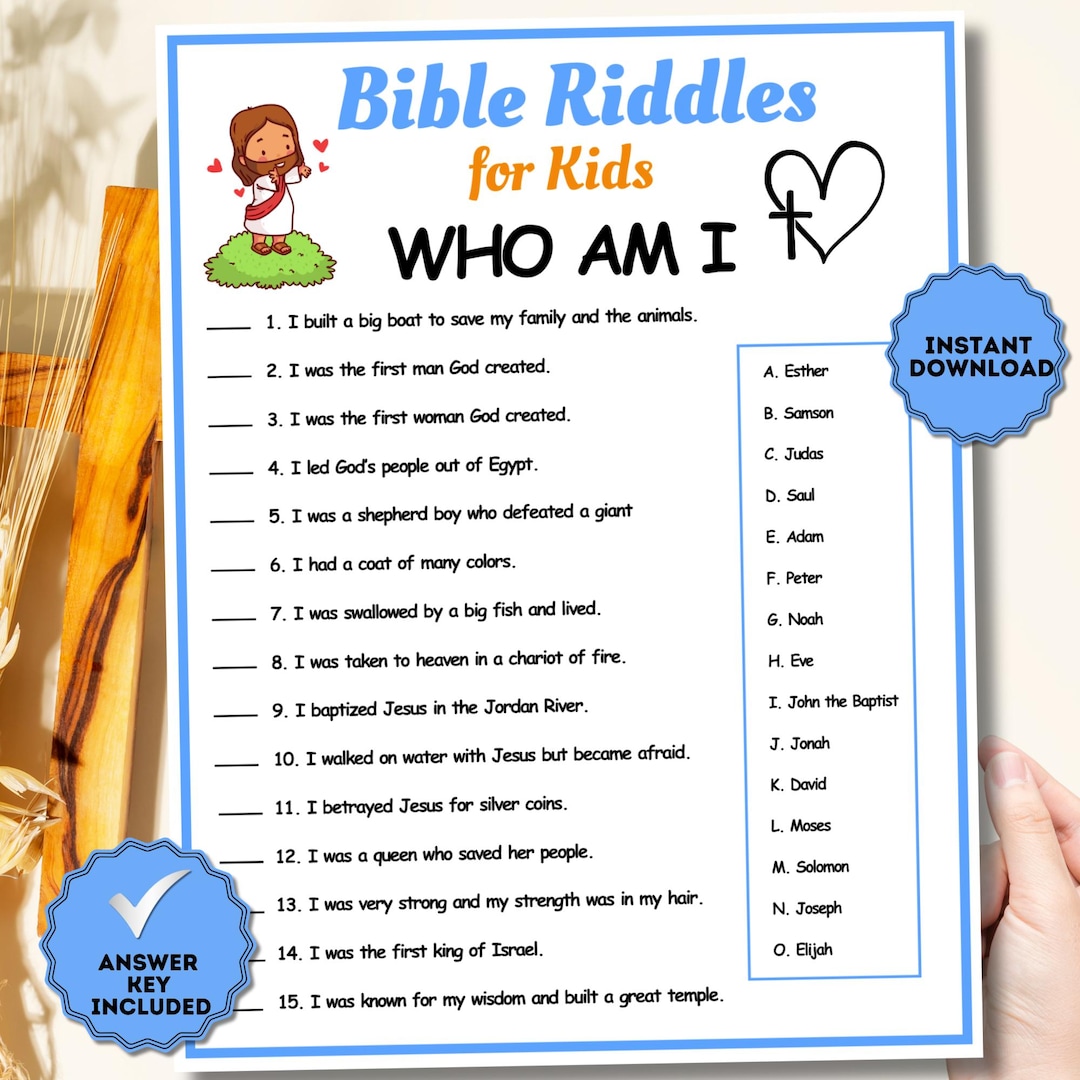 Bible Game for Kids & Youth Groups, Bible Riddles, Who Am I Game, Bible ...