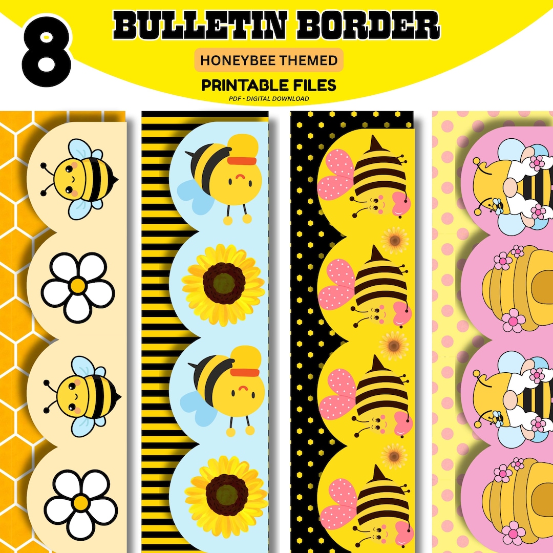 Honey Bee Bulletin Board Borders: 8 Printable Designs (digital Download ...