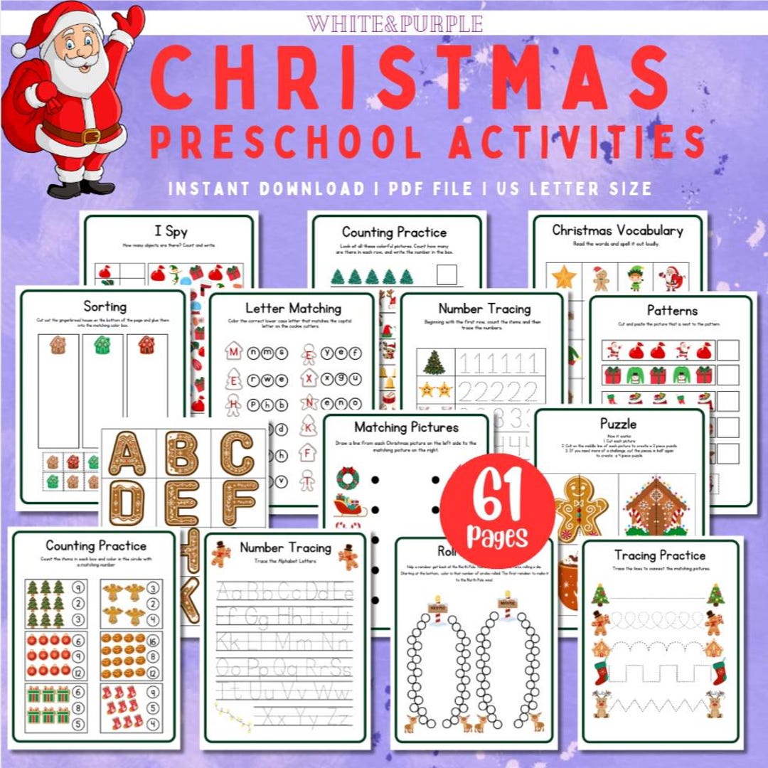 Christmas Preschool Activity Bundle I Winter Preschool Activity Bundle ...