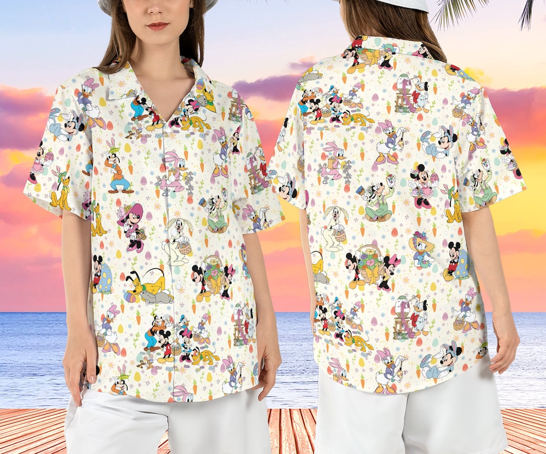 Mickey and Friends Easter Hawaiian Shirt, Disneyland Easter Bunny ...
