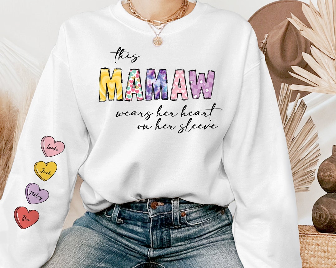 Personalized Mamaw With Kids Name on Sleeve Sweatshirt, This Mamaw ...