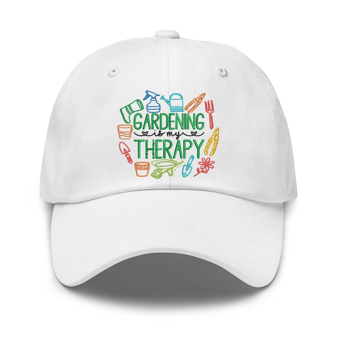 Gardening Therapy Embroidered Hat, Funny Gardener Baseball Cap, Plant ...