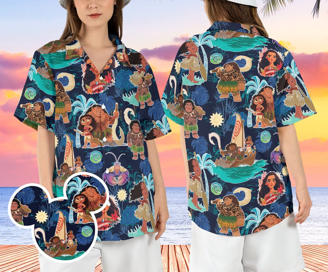 Moana Maui Hawaiian Shirt, Princess Moana Tropical Hawaii Shirt, Moana ...