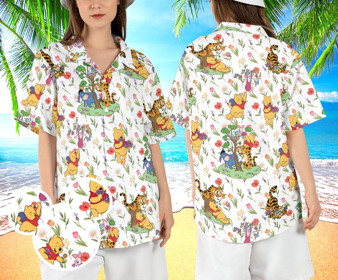 Winnie the Pooh Wildflowers Hawaiian Shirt, Pooh and Friends Hawaii ...