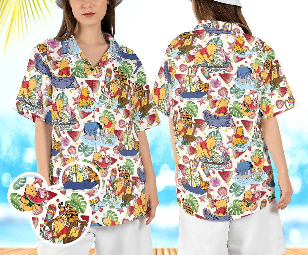 Winnie the Pooh Beach Hawaiian Shirt, Pooh Bear Tropical Fruits Hawaii ...
