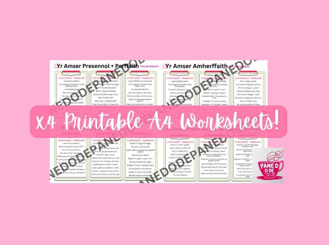 Welsh Grammar Mat + Worksheets | Present, Imperfect + Future Tenses of ...