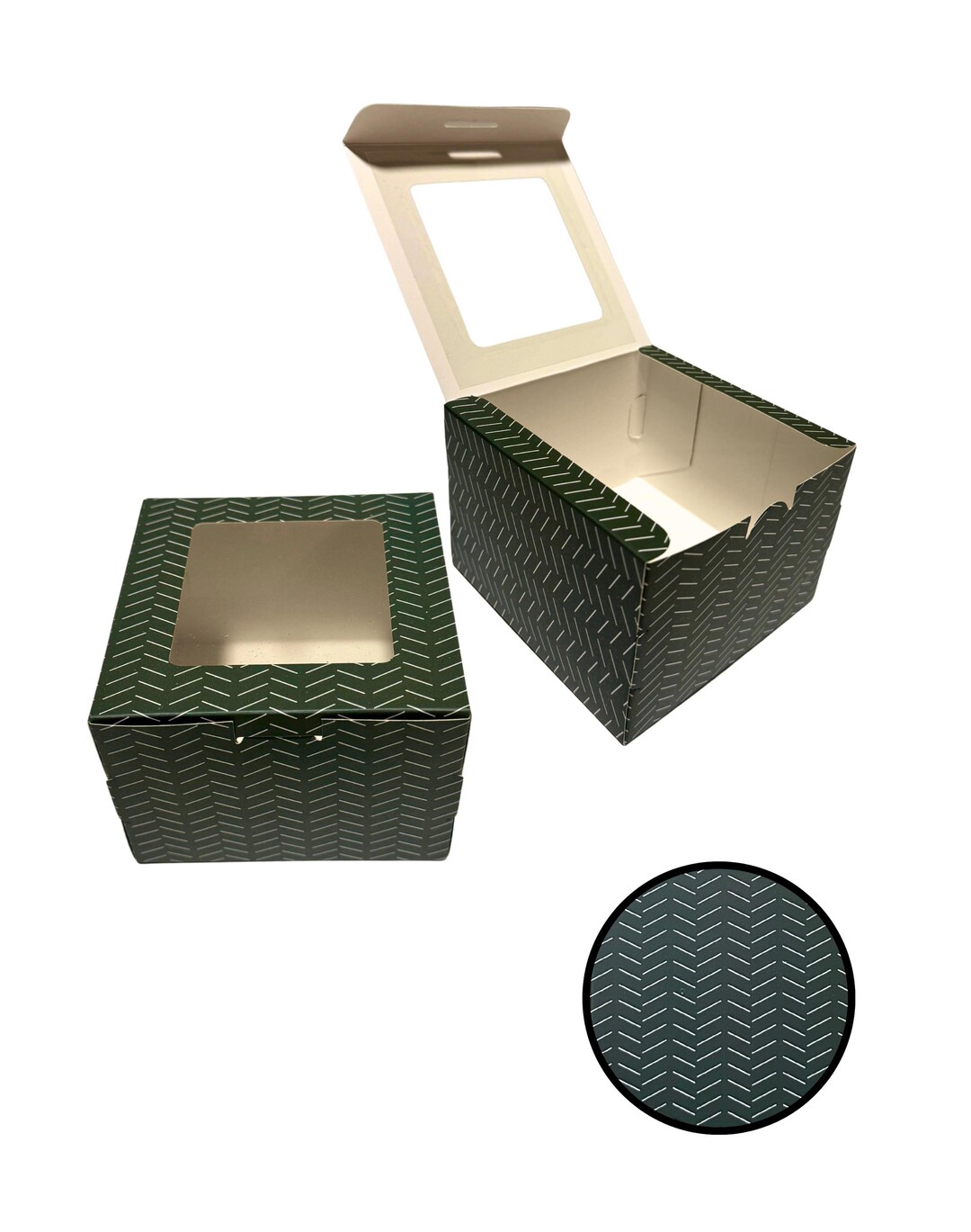 15-pack Packaging-4.25-inch Square Bakery Box With Window green With ...