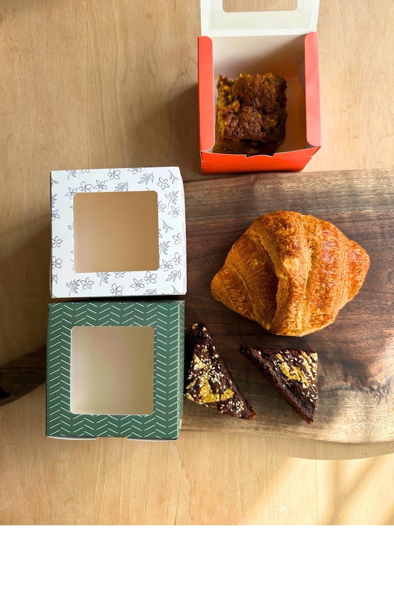 Bakery Box With Window 25‑pack – 4.25″ Square Pastry & Cookie Gift ...
