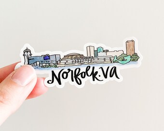 Norfolk Virginia Skyline Sticker Outline B&w | Etsy