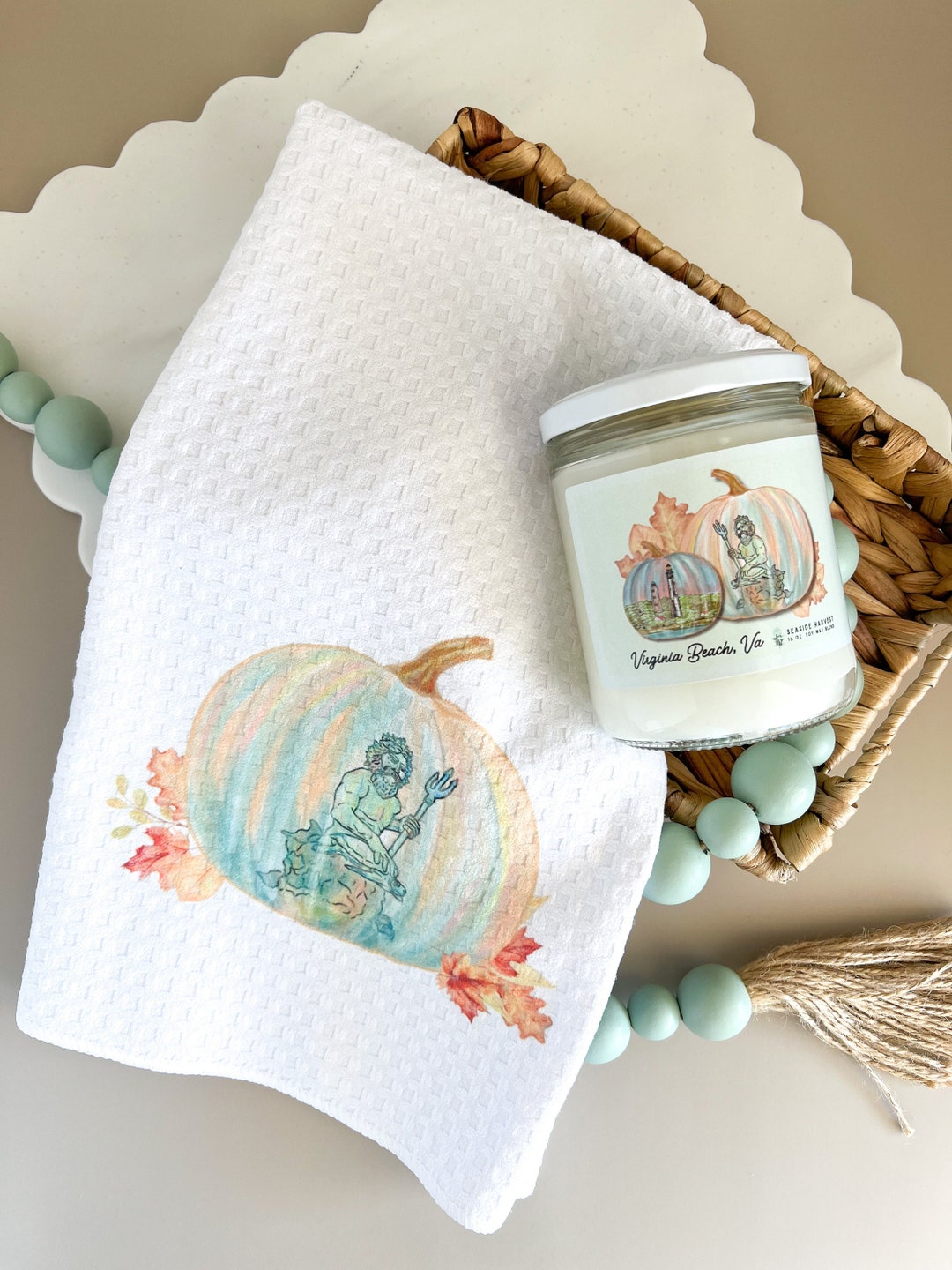 King Neptune Statue Candle and Tea Towel Bundle - Virginia Beach, VA ...