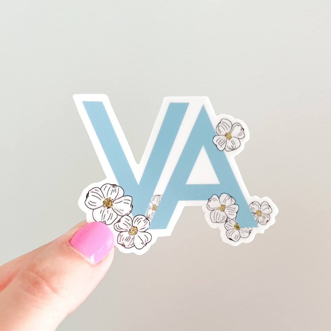 VA - Virginia Sticker With Dogwood Flowers - State Flower Sticker - Etsy