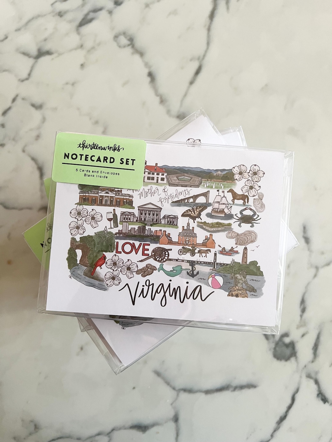 Virginia Landmarks Notecard Set – Pack of 6 Blank Cards With Envelopes ...