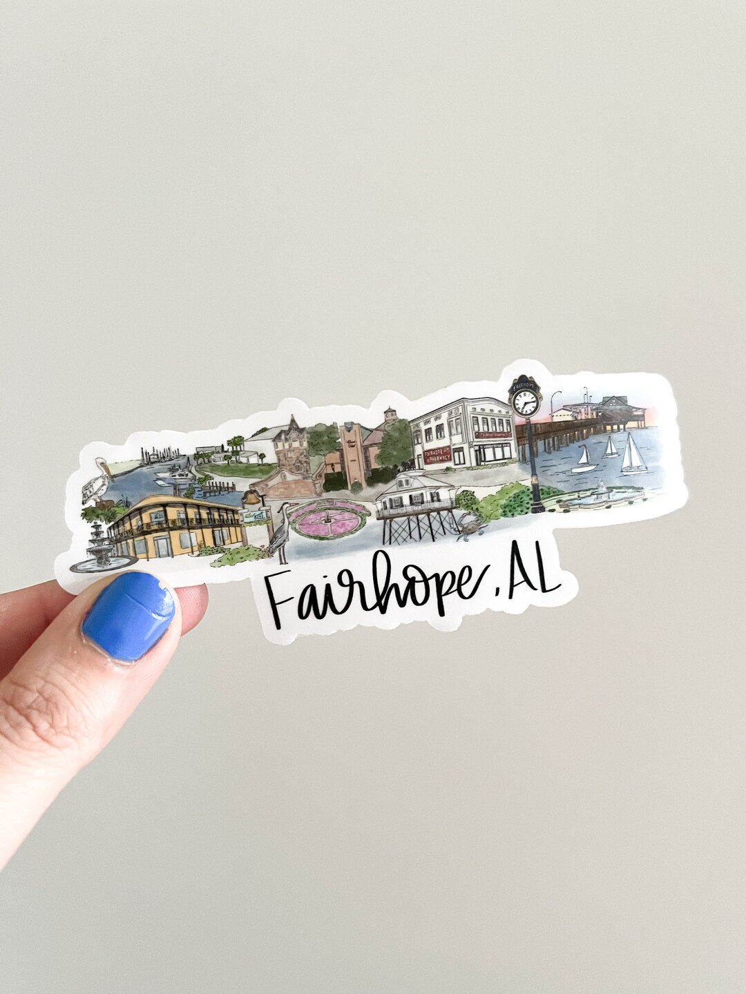 Fairhope, Alabama (al) Skyline Sticker. Fairhope Pier Souviner, Alabama ...