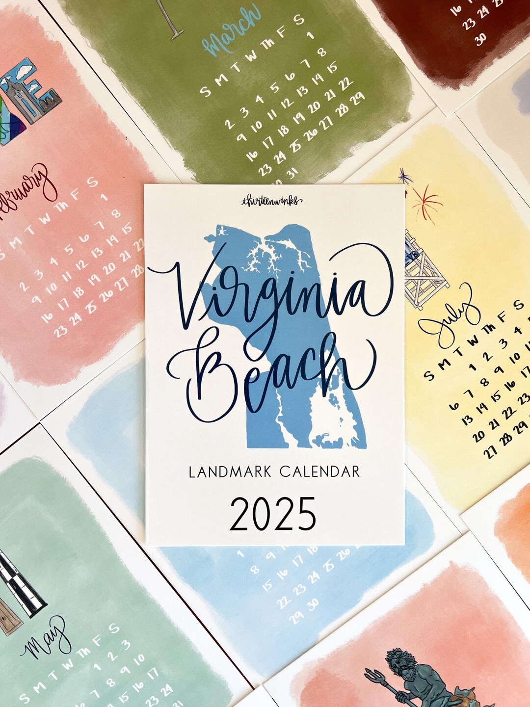 Virginia Beach Landmark 2025 Calendar – 5x7 Premium Illustrated ...