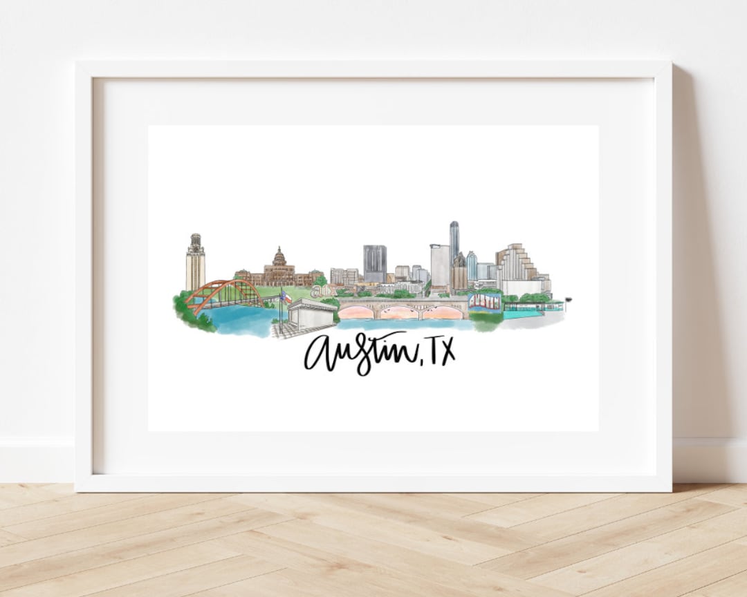 Austin, TX - Texas Skyline Print - Etsy