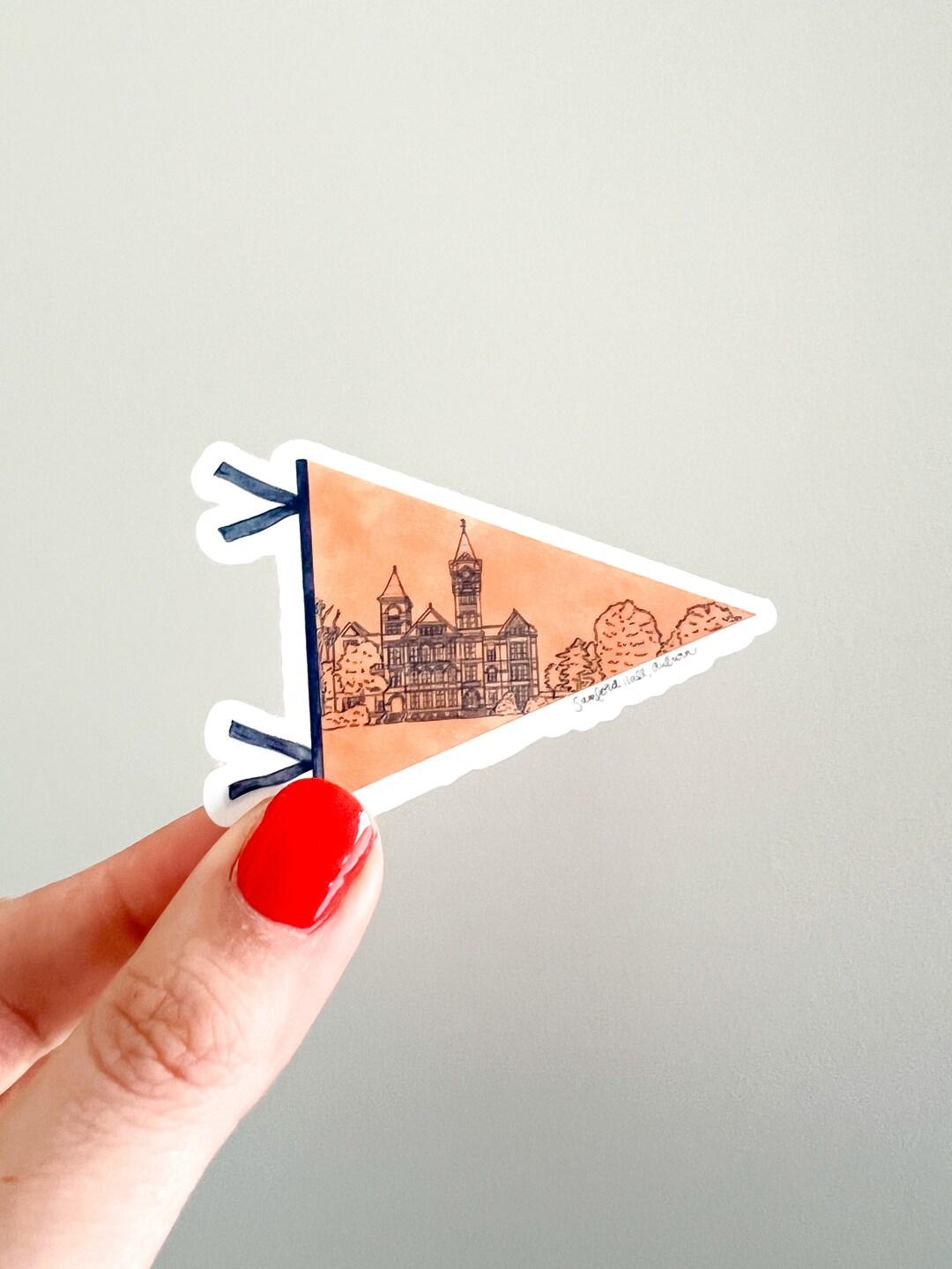 Auburn- Samford Hall Pennant Sticker, Alabama College, Auburn Water ...