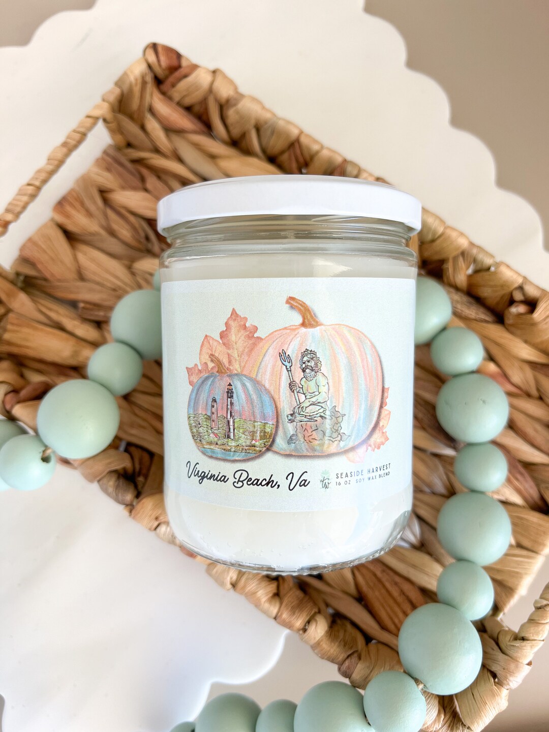 King Neptune and Cape Henry Lighthouse Pumpkin Candle Virginia Beach ...