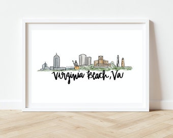 Virginia Beach Street Map Virginia Poster Hometown Print - Etsy