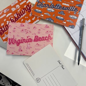 Charlottesville Virginia Toile Postcard, VA - UVA - Etsy