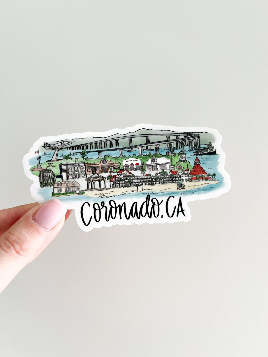 Coronado, California Skyline Sticker - CA - Navy Station - Coronado ...