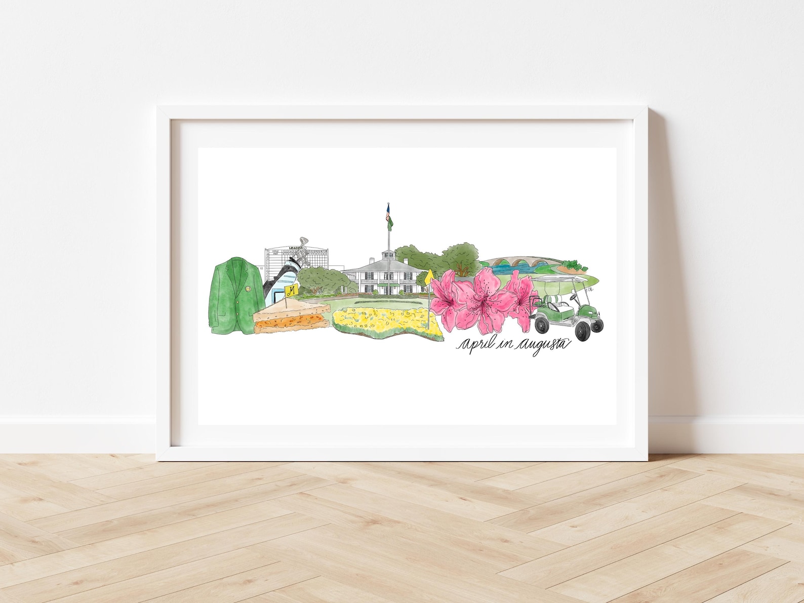 Masters Golf Tournament Art Print: Augusta Skyline, Amen Corner (8x10 ...
