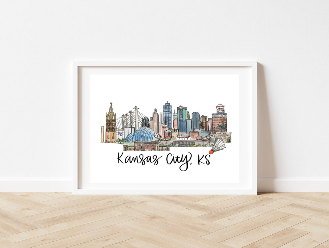 Kansas City, MS - Kansas Skyline Print- 8x10 -kansas State Print - Etsy