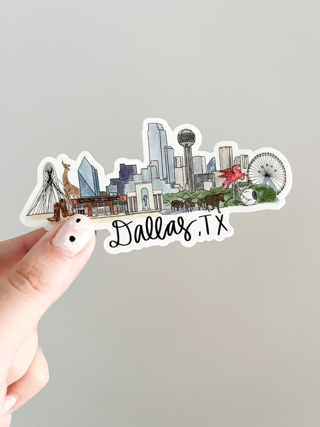 Dallas Texas TX Skyline/landmark Sticker - Etsy
