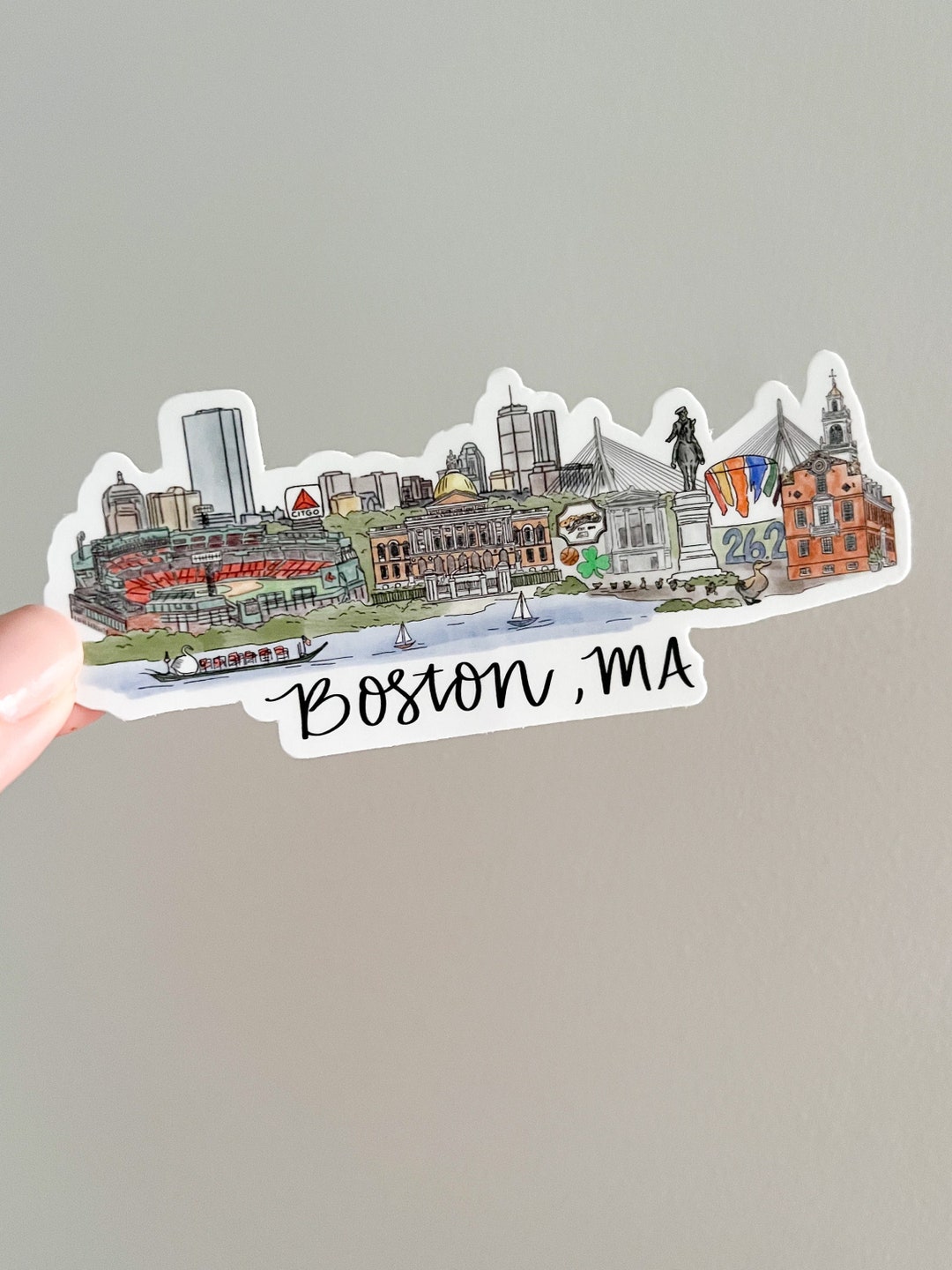 Boston, MA Massachusetts Skyline/landmark Sticker - Fenway Park ...
