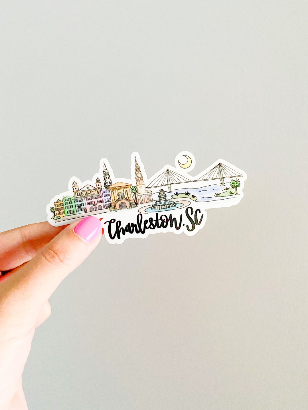 Charleston South Carolina Skyline Sticker - Etsy