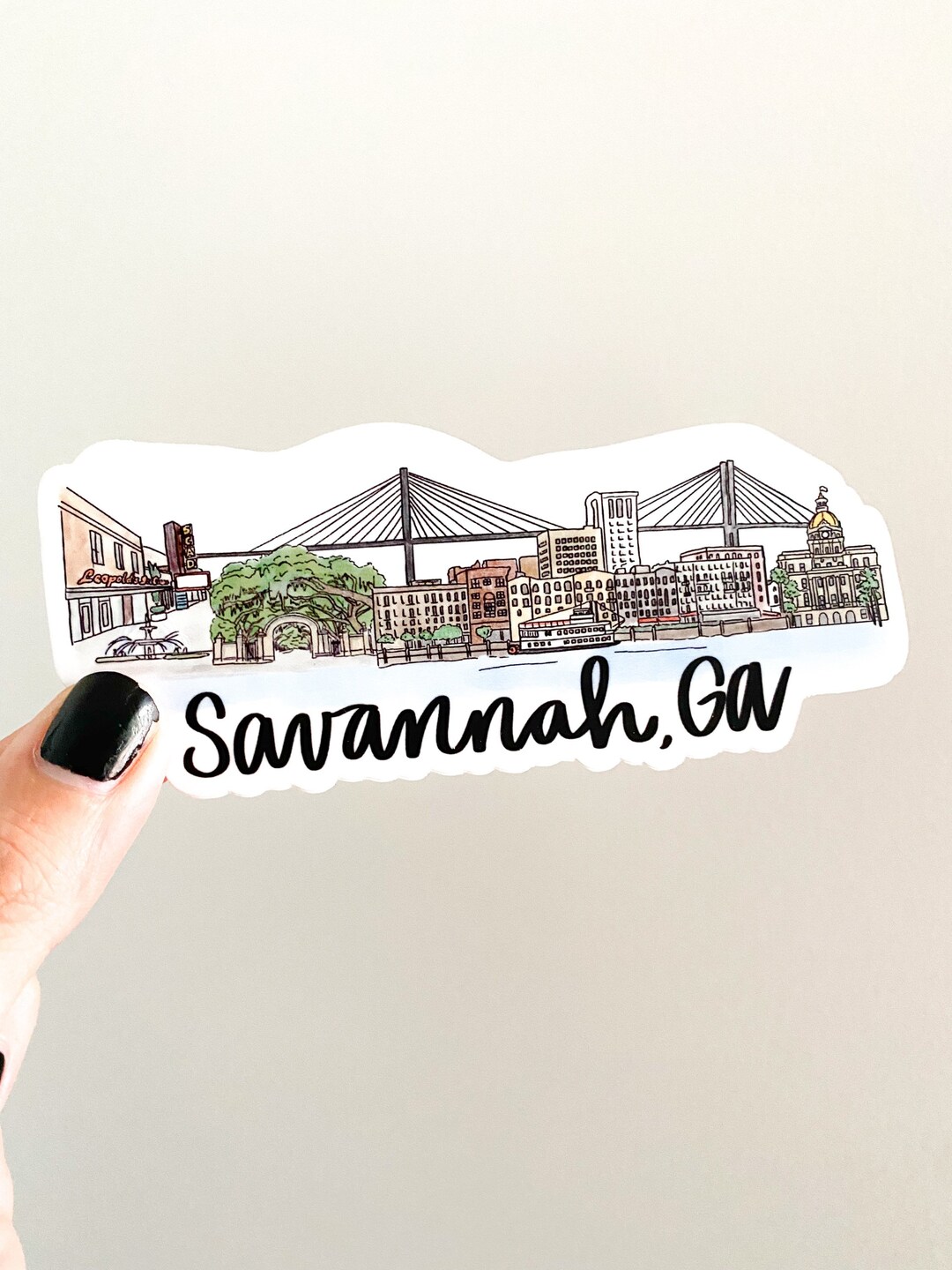 Savannah Georgia Skyline Sticker - Etsy