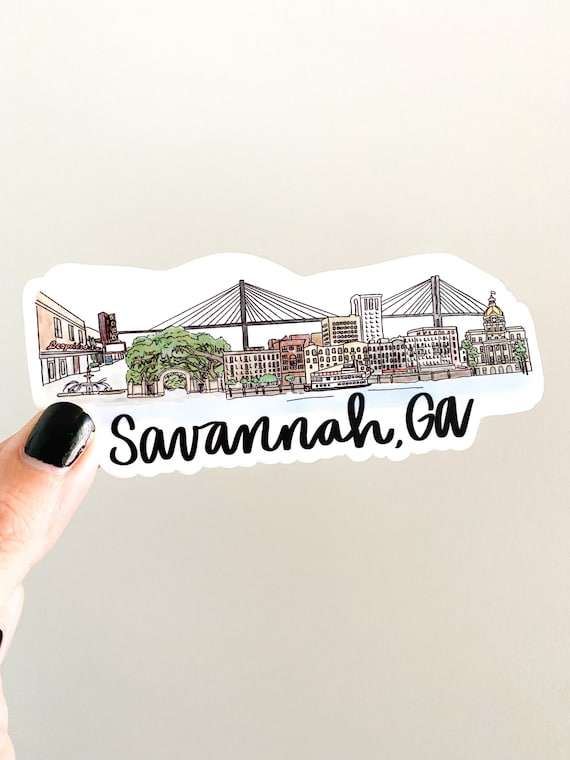Savannah Georgia Skyline Sticker - Etsy