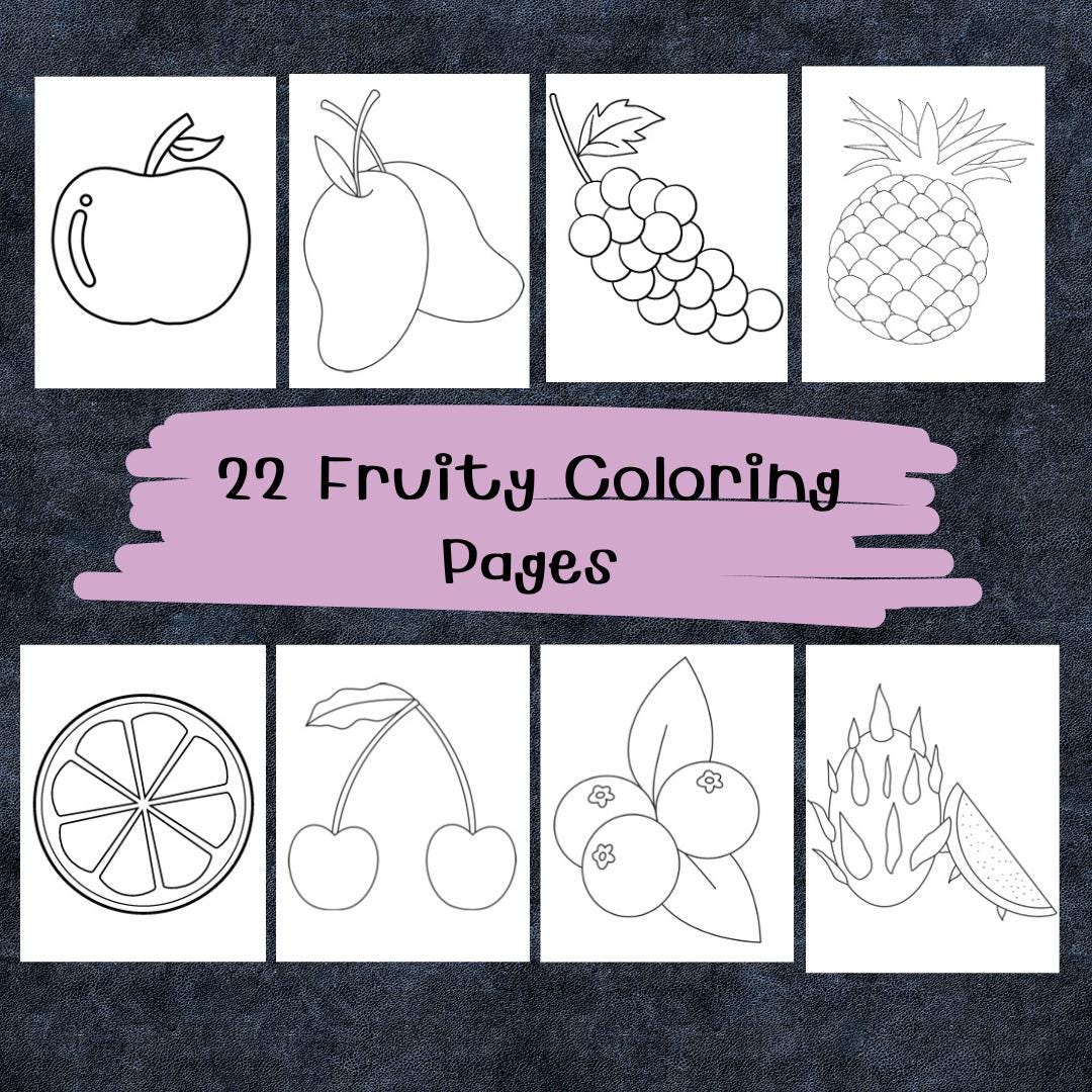 22 Fruity Coloring Pages - Adult and Kids Coloring Book, Fruit Coloring ...