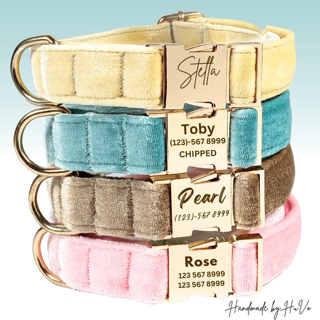Pastel Color Plush Dog Collar, Personalized 24 Color Choices, Available ...