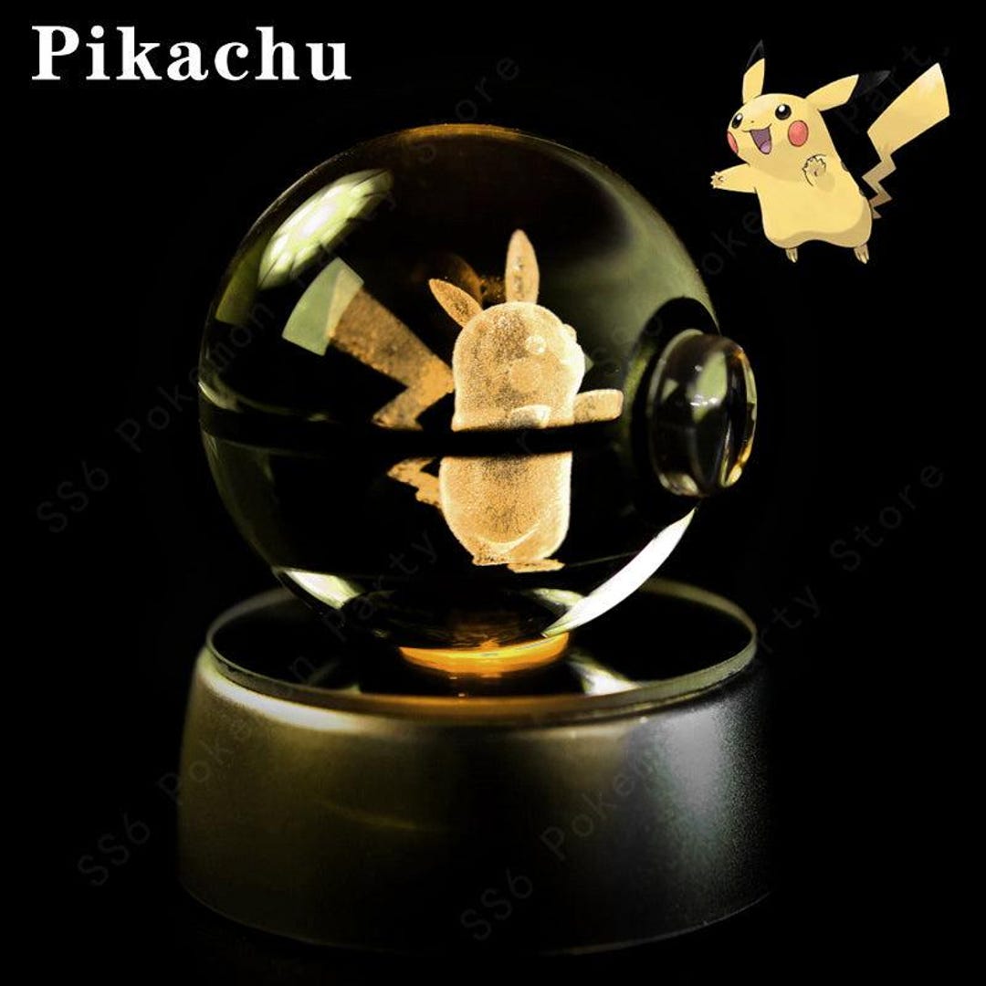 Poké Ball 3D LED Lamp – Crystal Sphere With Engraved Anime Creature ...