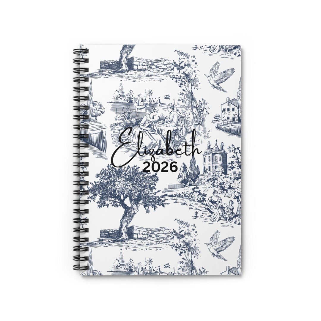 Custom Toile Scene Notebook | Spiral Notebook, Personalized Name & Year ...