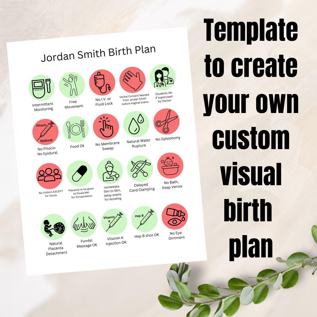 Template to Create Your Own Custom Visual Birth Plan, Custom Birth Plan ...