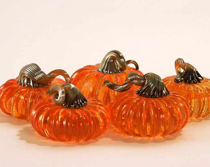 Mini Glass Pumpkins - Etsy