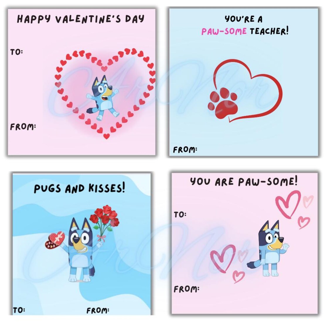 Bluey Valentines Day Cards Kids Valentines Card Valentines Day ...
