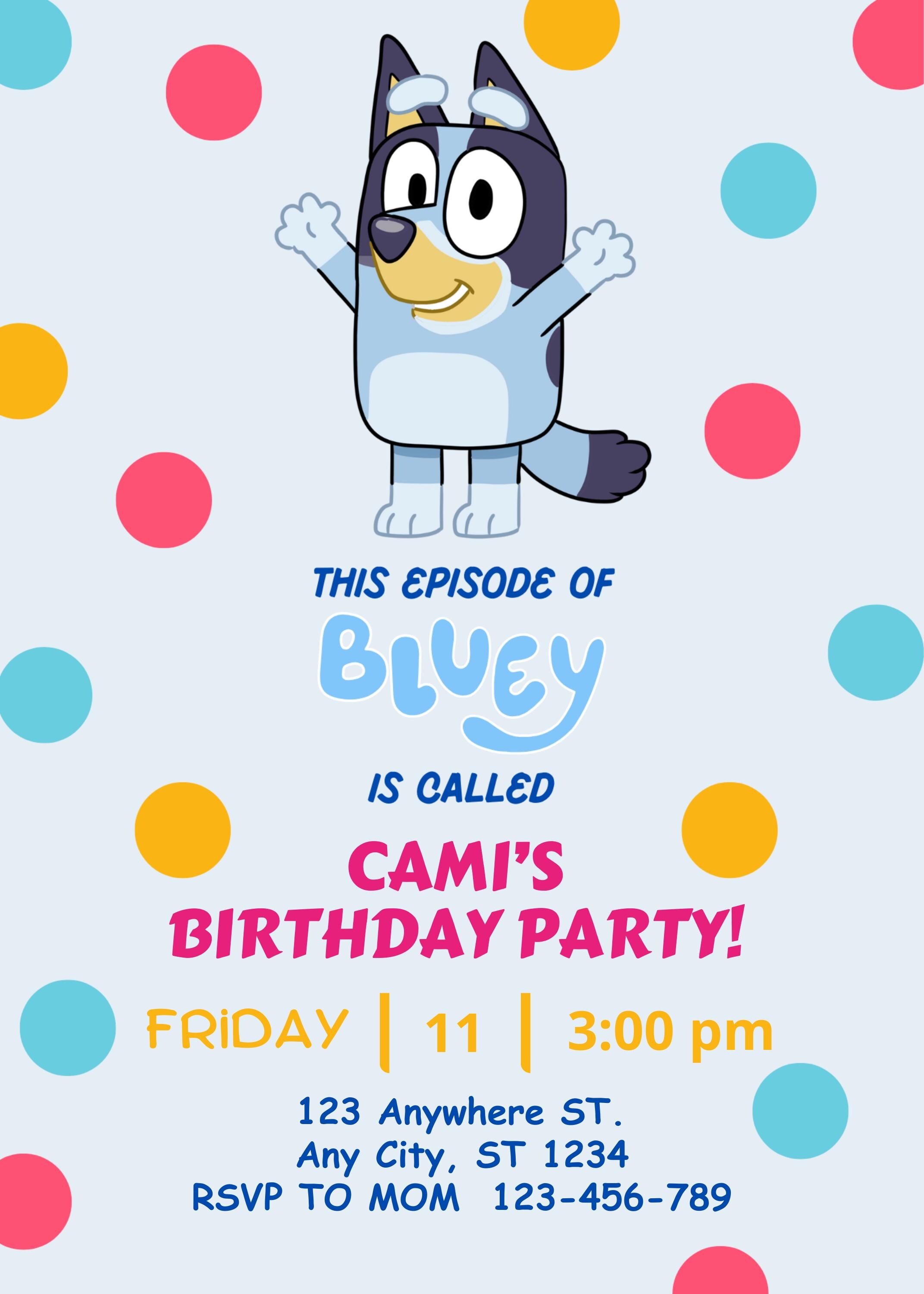 Bluey-themed Kids Party Invitation | Editable Birthday Invitation ...