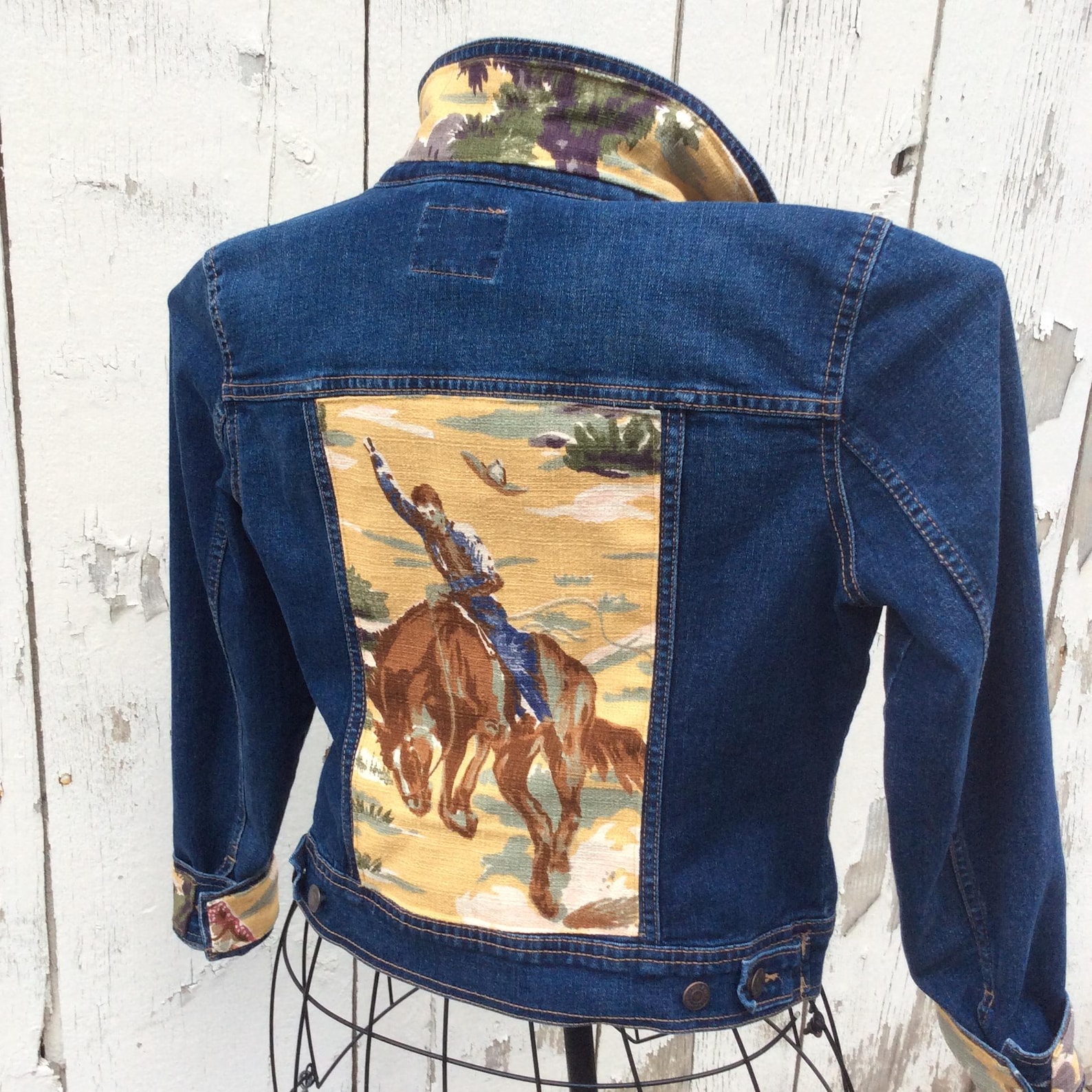 Cowboys. Horses, Rodeo, Vintage Wild West Unique Jean Jacket With ...