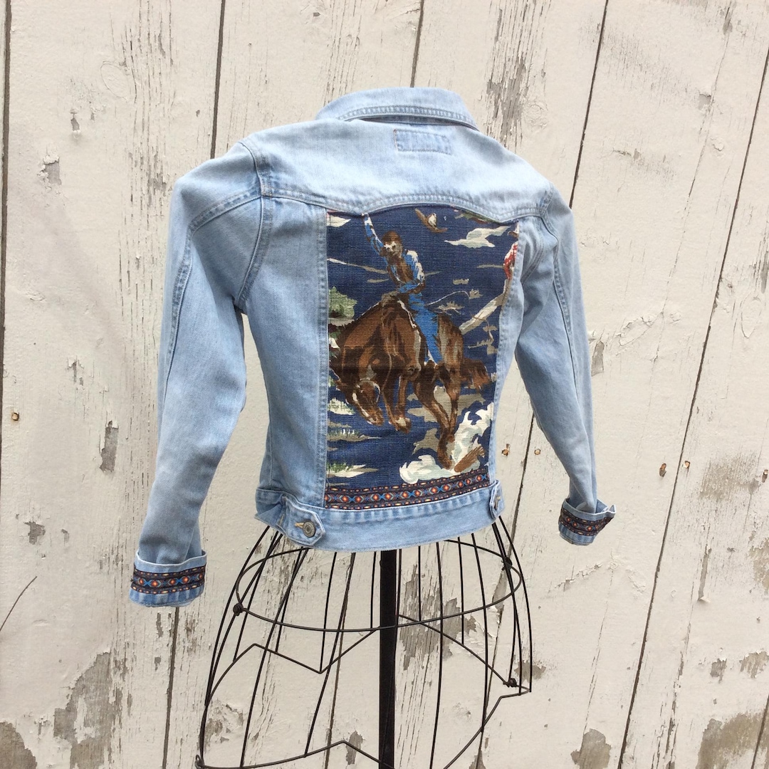 Cowboys. Horses, Rodeo, Vintage Wild West Unique Jean Jacket With ...