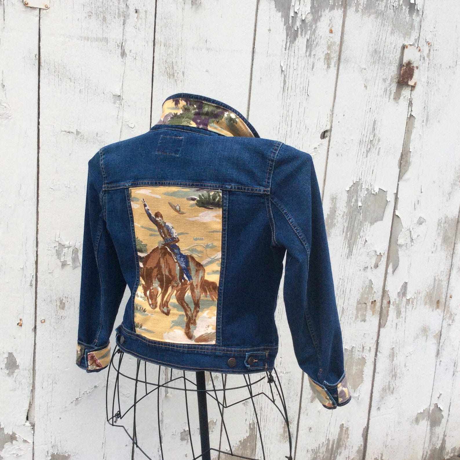 Cowboys. Horses, Rodeo, Vintage Wild West Unique Jean Jacket With ...