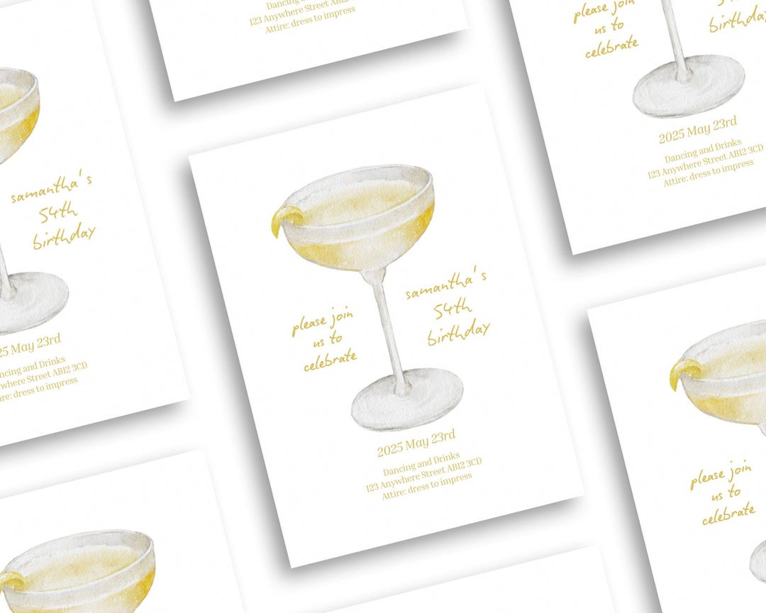 Editable Limoncello Martini Invitation - Canva Template Birthday Invite ...