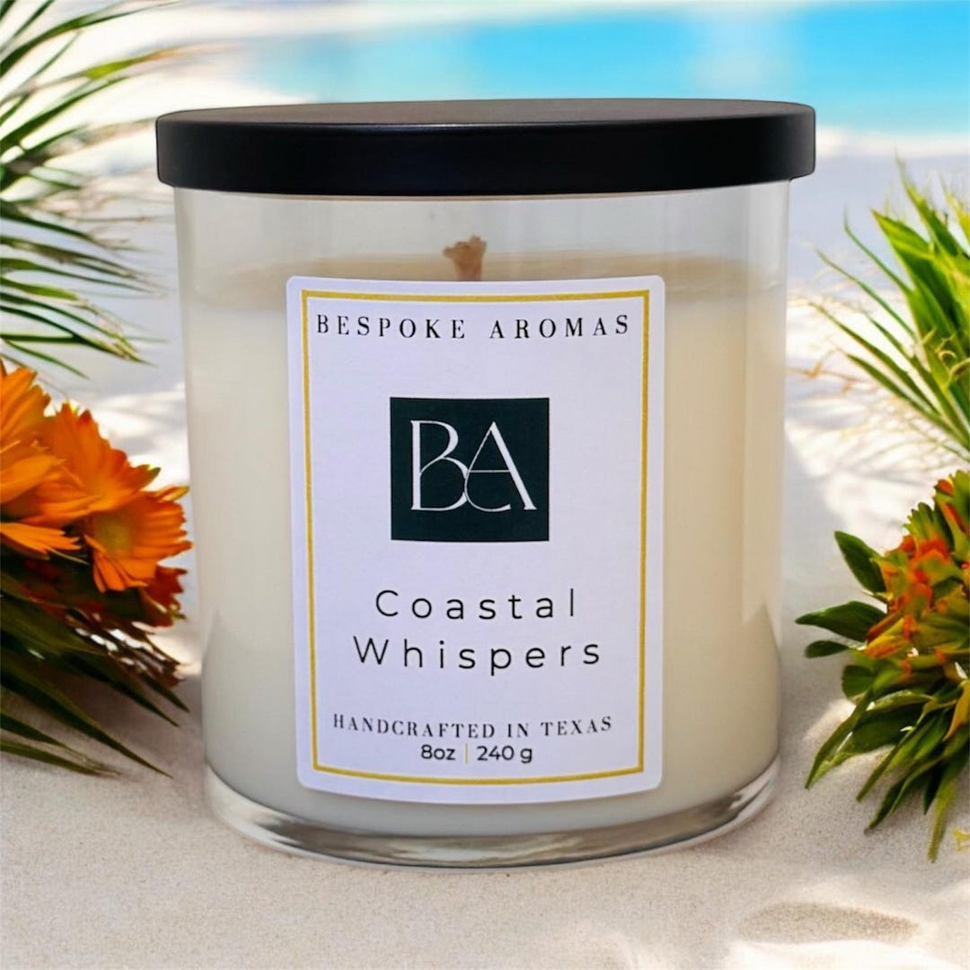 Coastal Whispers | Sea Salt Black Cardamom Candle - Hand-poured Soy ...