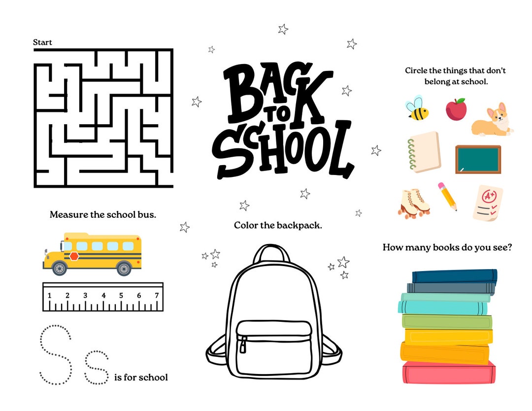 Back to School Printable Activity Placemat Worksheet Preschool Prek ...