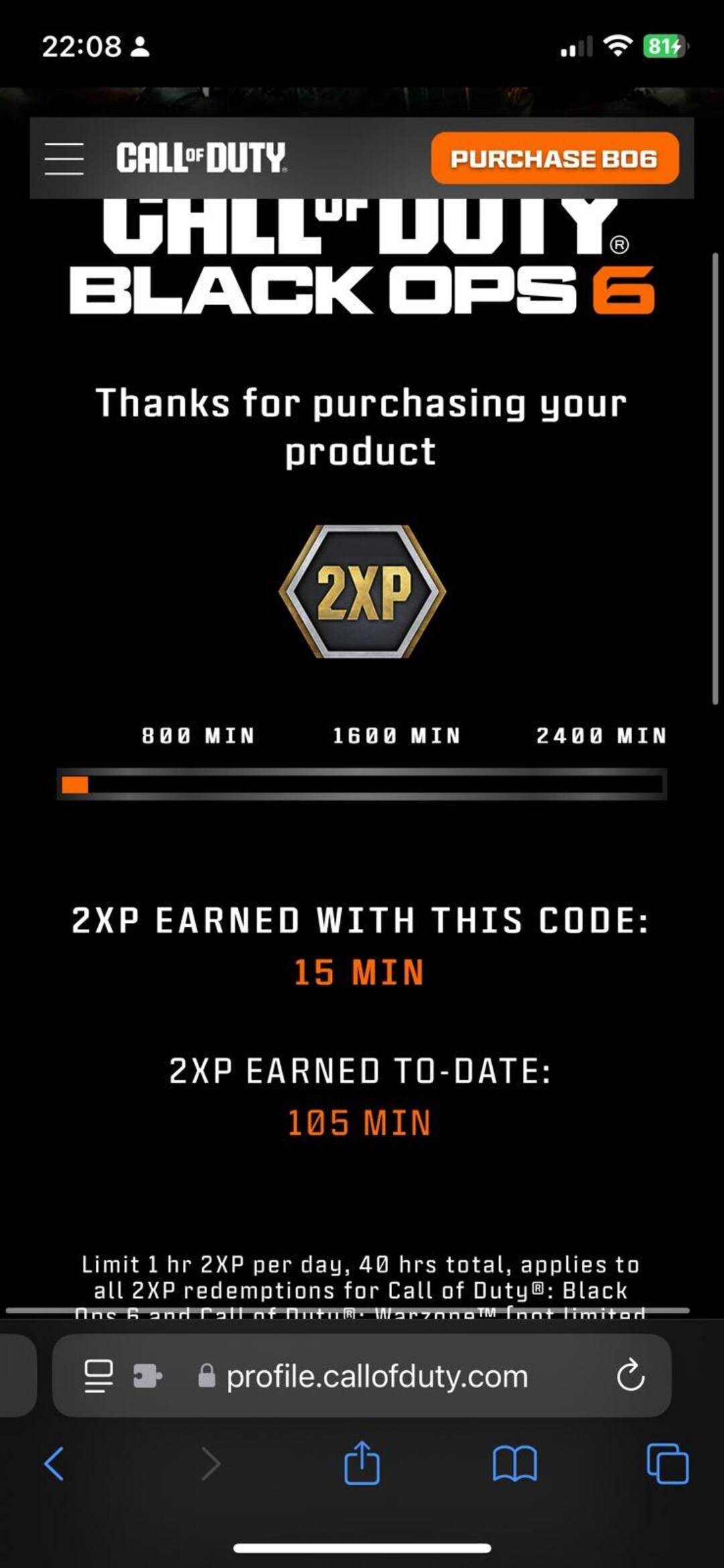 Black Ops 6 BO6 Double Rank XP Token and Codes for 10 Hours. COD BO6 ...
