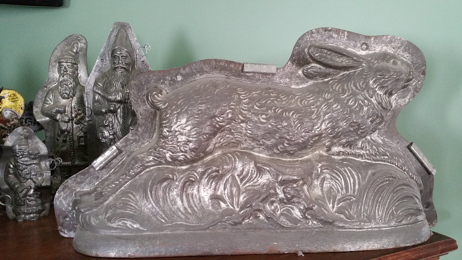 DISPLAY German Running Rabbit Antique Chocolate Mold 24" Long and ...