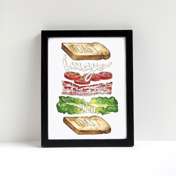 BLT Sandwich Print of Original Watercolor | Etsy