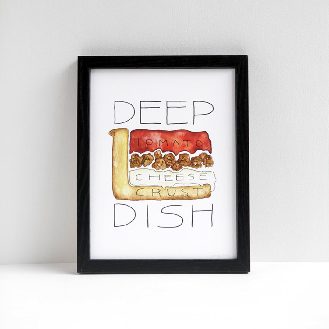 Chicago Deep Dish Pizza Watercolor Print - Etsy
